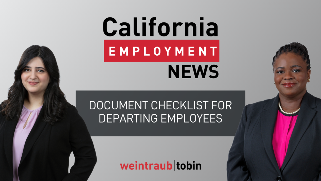 Document Checklist for Departing Employees | California Employment News